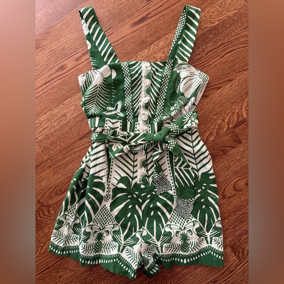 FARM Rio | Pants & Jumpsuits | Farm Rio Macaw Elegance Romper Linen ...